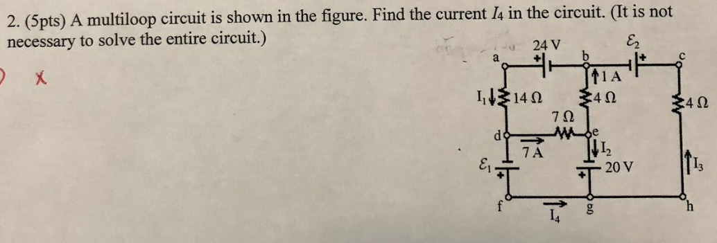 Solved 2. (5pts) A multiloop circuit is shown in the figure. | Chegg.com