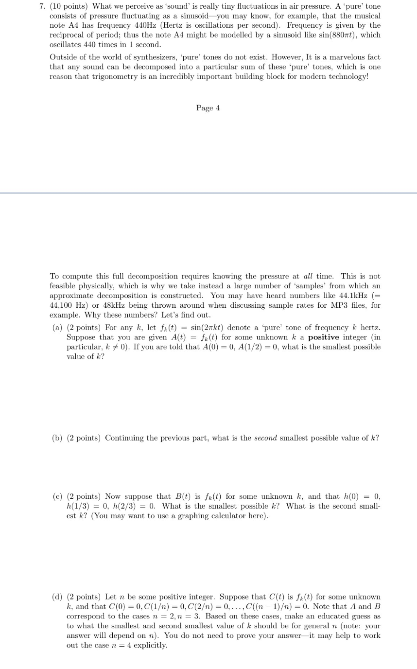 Solved 7. (10 points) What we perceive as 'sound' is really | Chegg.com