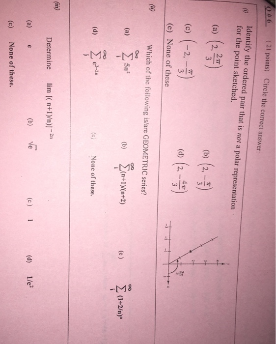 Solved #H6 (21 points) Circle the correct answer: Identify | Chegg.com
