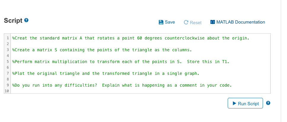 Solved MATLAB: Linear Transformations In this activity you | Chegg.com Solved MATLAB: Linear Transformations In this activity you | Chegg.com