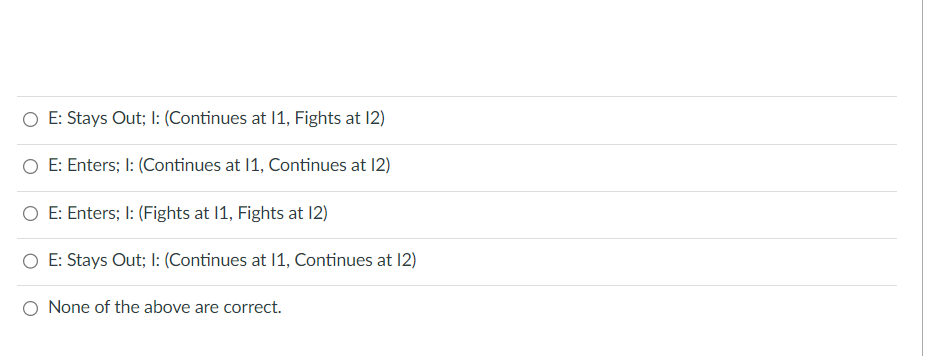 Solved In the sequential game shown above, "E" represents | Chegg.com