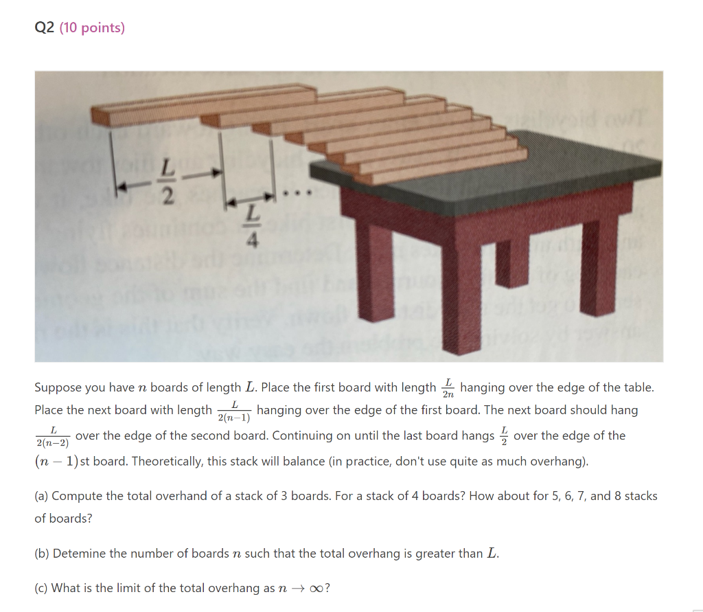 Solved Q2 (10 points) 2 L 4 Suppose you have n boards of | Chegg.com