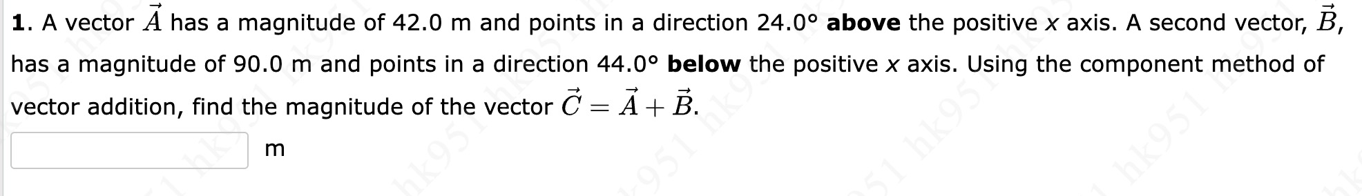Solved A vector vec(A) ﻿has a magnitude of 42.0m ﻿and points | Chegg.com