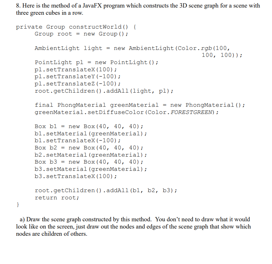 Solved 8. Here is the method of a JavaFX program which | Chegg.com