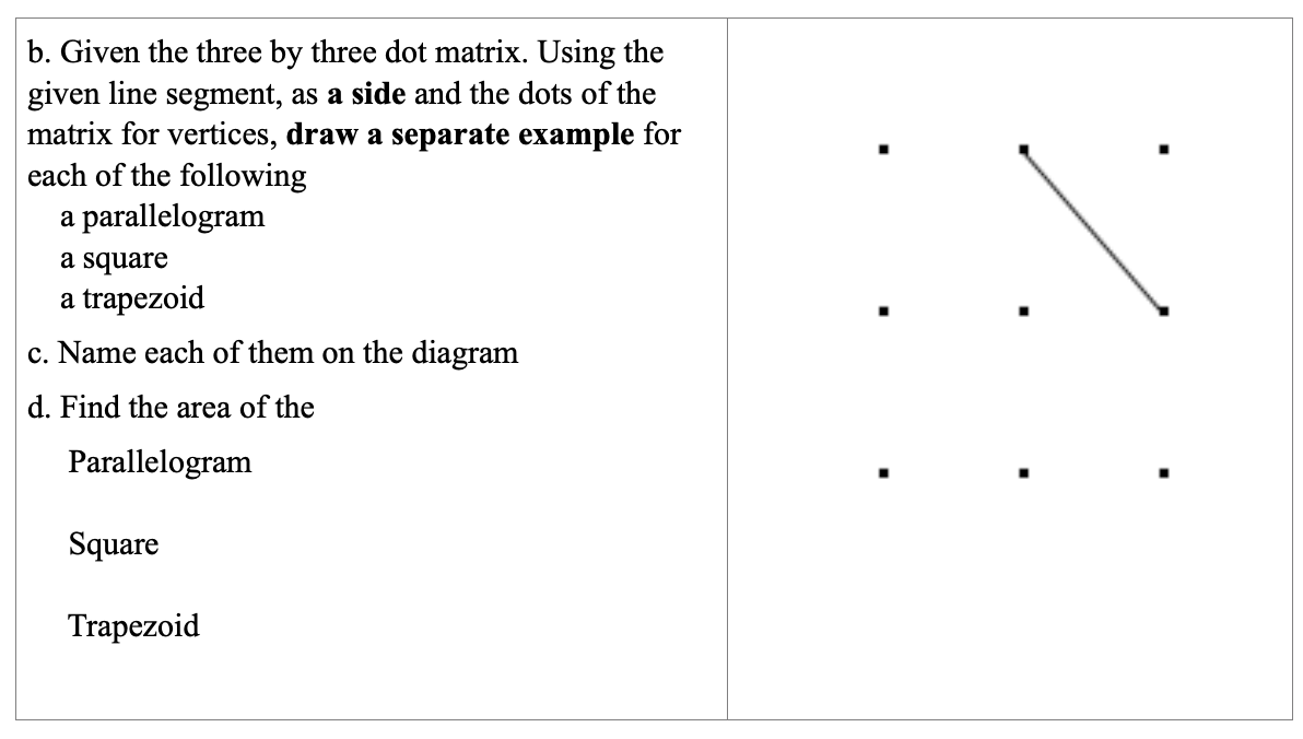 Solved b. Given the three by three dot matrix. Using the | Chegg.com