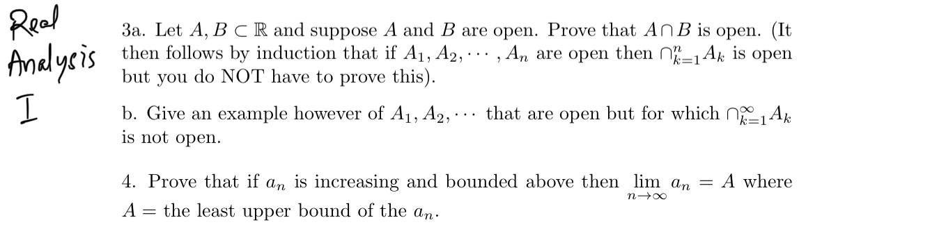 [Solved]: Real 3a. Let ( A, B subset mathbb{R} ) and s