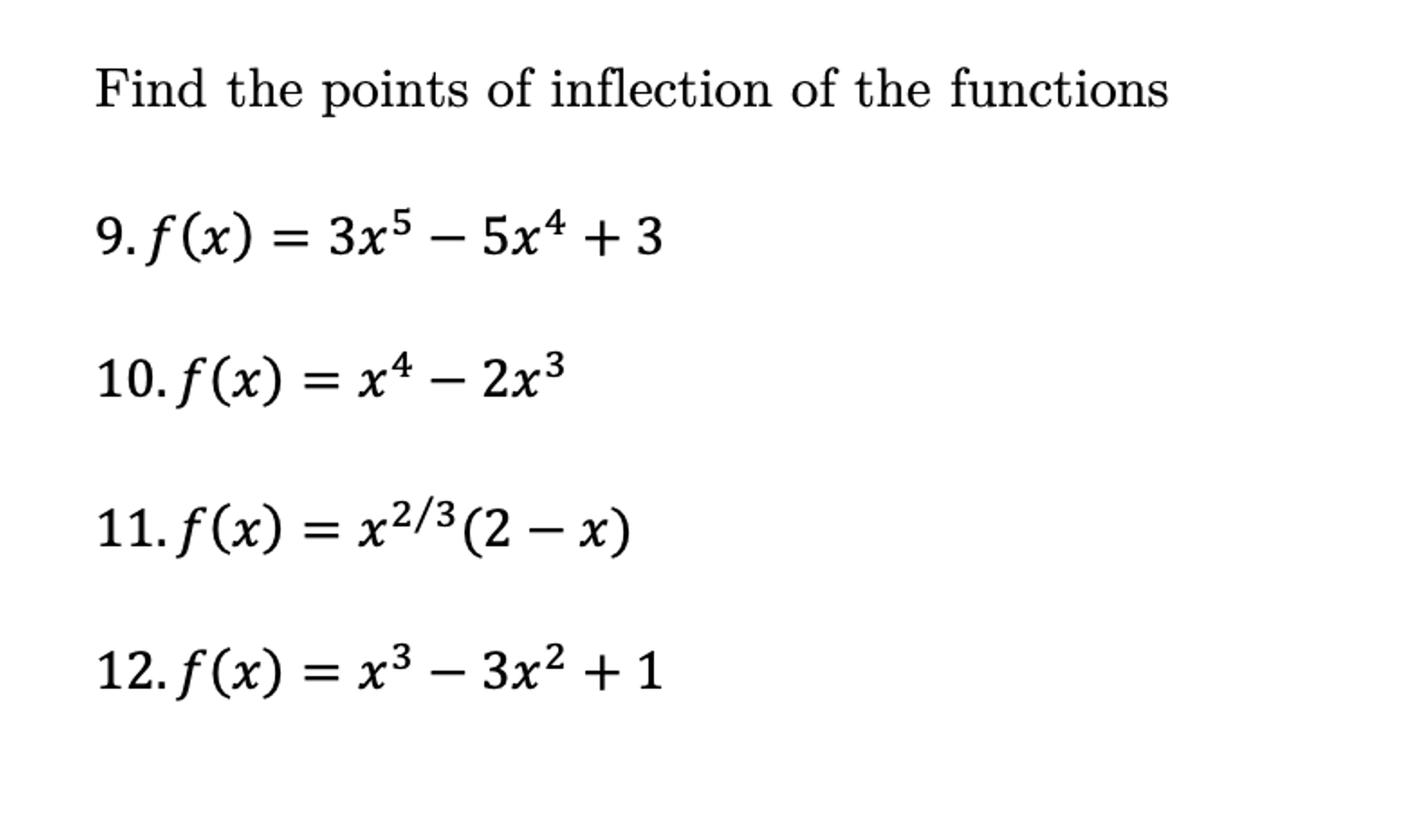 Solved Find the points of inflection of the | Chegg.com