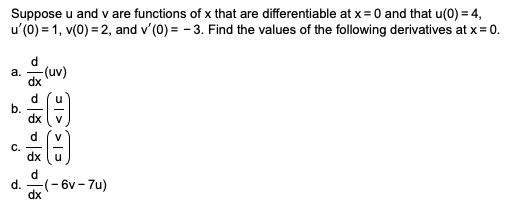 Solved Suppose u and v are functions of x that are | Chegg.com