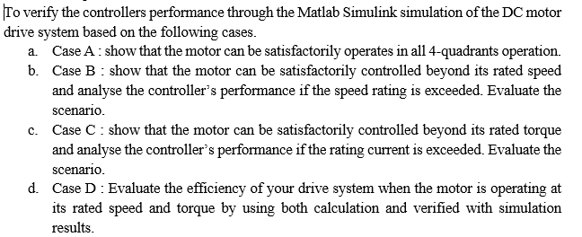 Table 1: Parameters of the DC Motor Drive System | Chegg.com