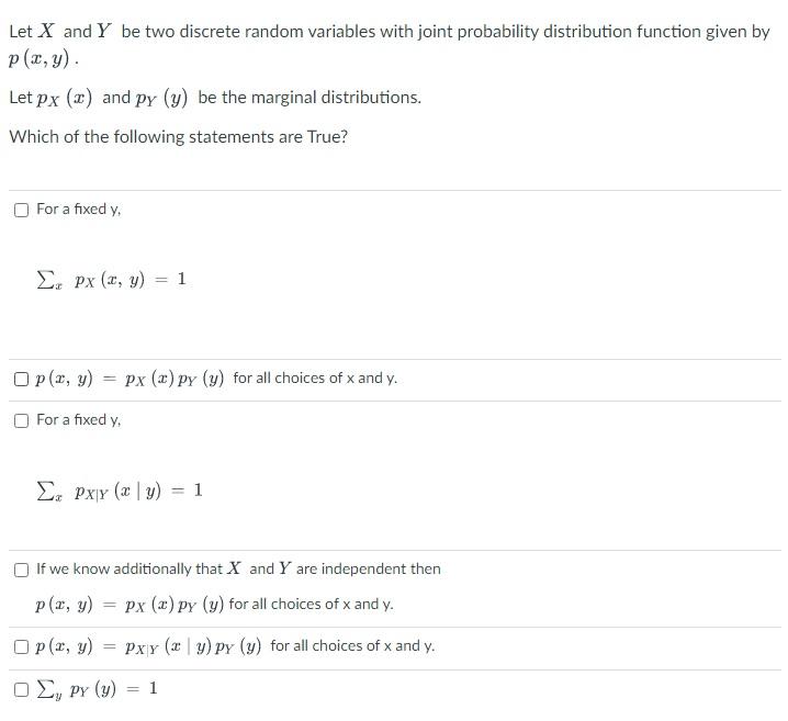 Solved Let X and Y be two discrete random variables with | Chegg.com