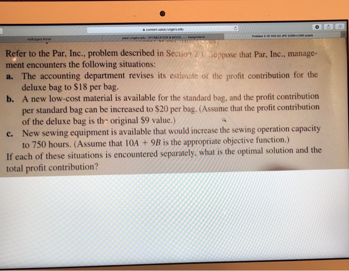 Solved Refer to the Par, Inc., problem described in Section | Chegg.com