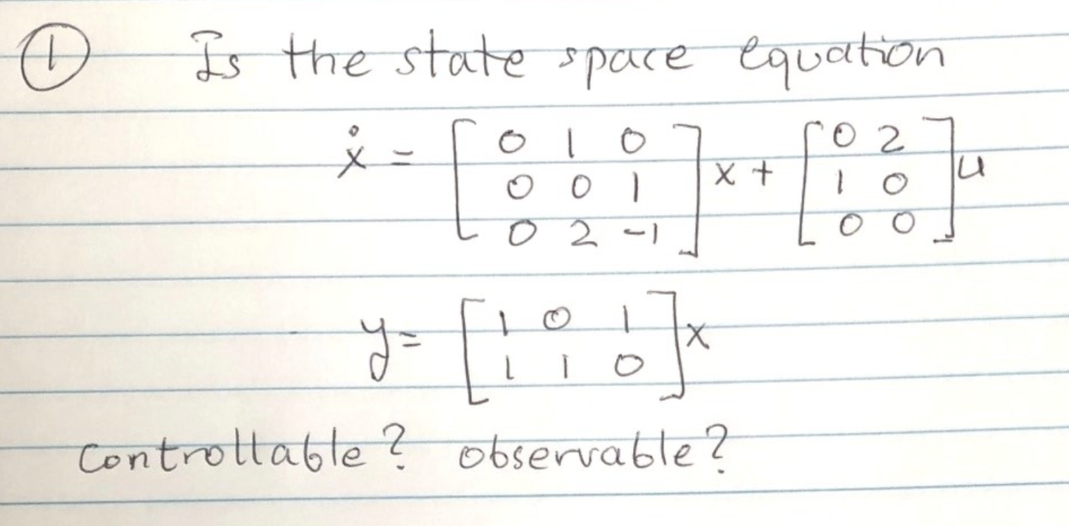 Solved Is The State Space Equation