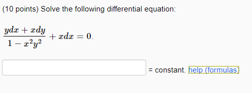 Solved (10 points) Solve the following differential | Chegg.com