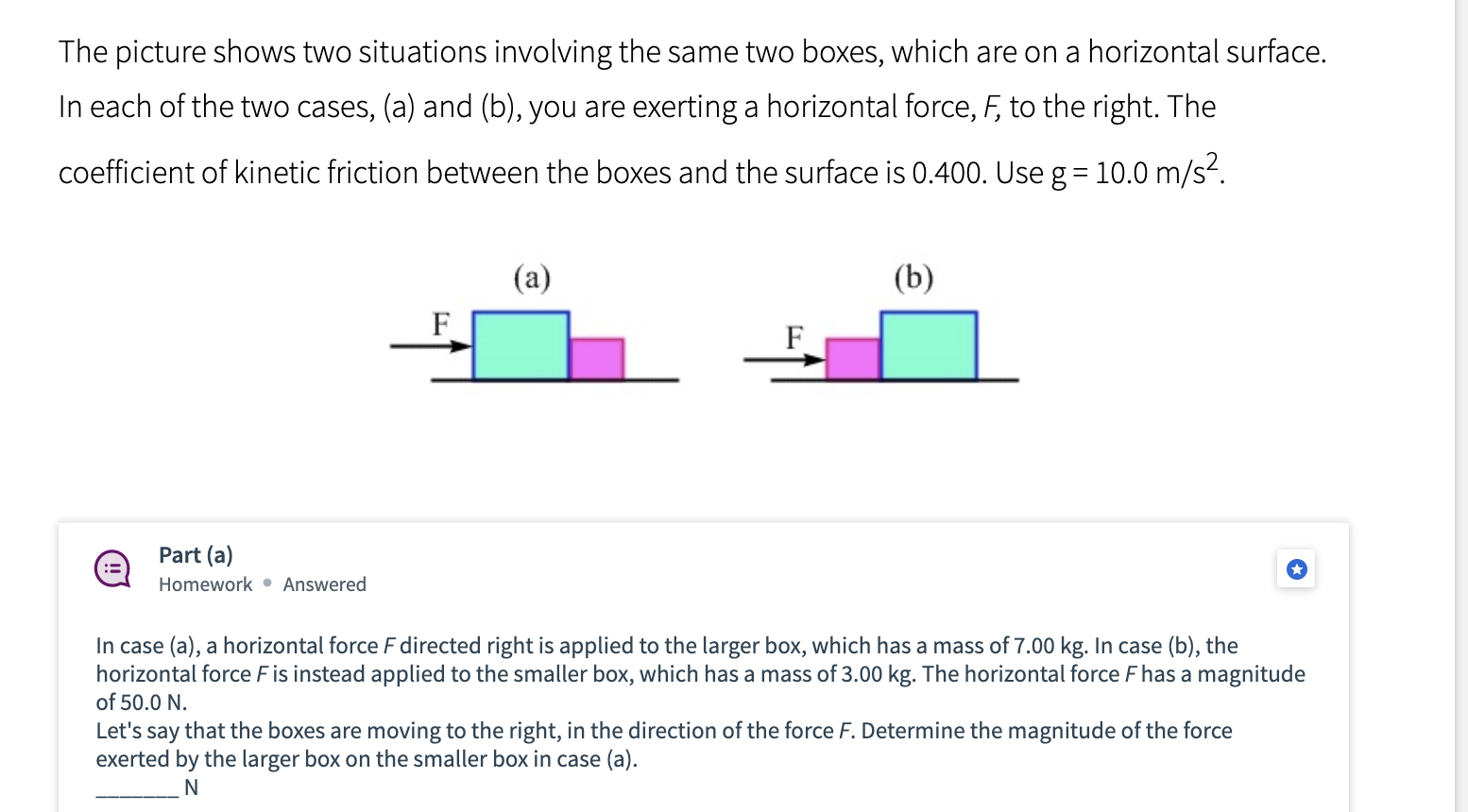 Solved The picture shows two situations involving the same | Chegg.com