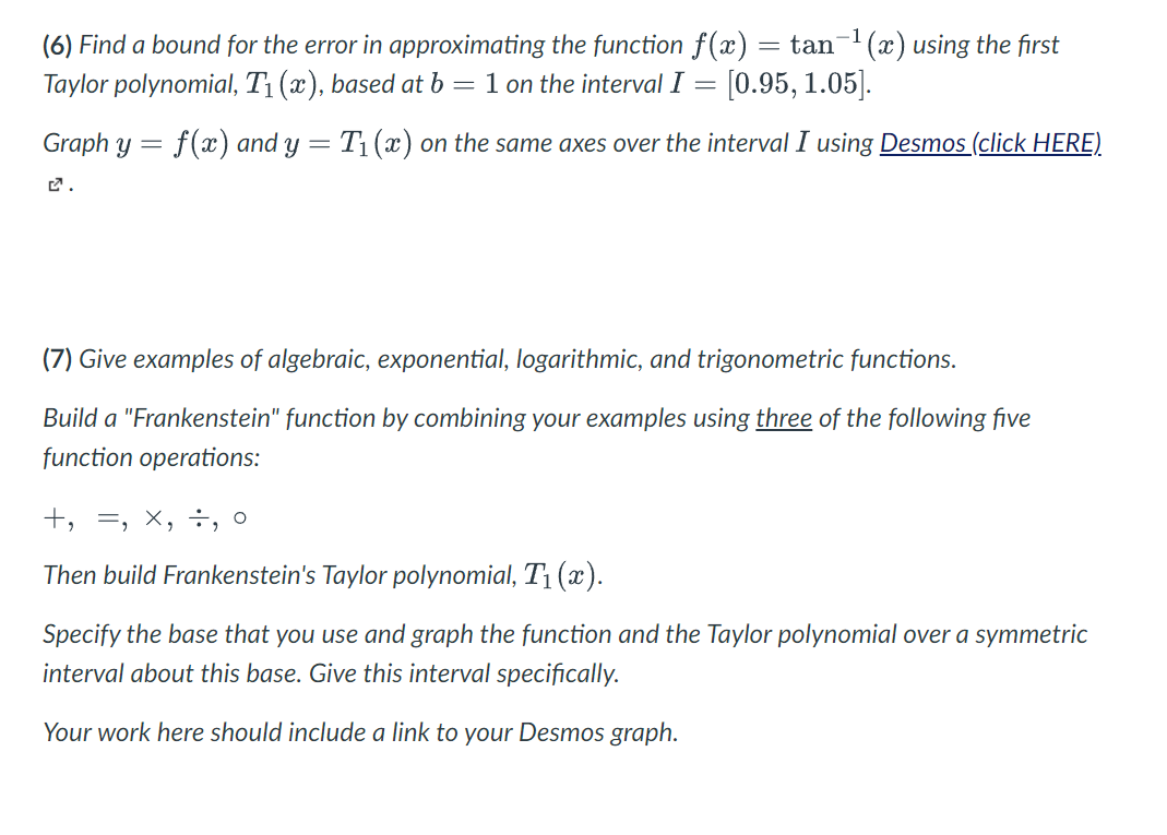 Solved (6) Find a bound for the error in approximating the | Chegg.com