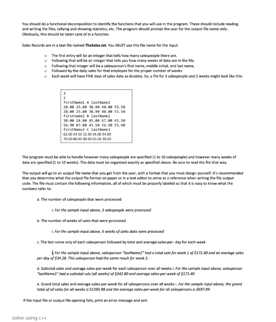 Solved You should do a functional decomposition to identify | Chegg.com