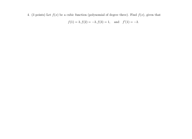 Solved (3 ﻿points) ﻿Let f(x) ﻿be a cubic function | Chegg.com