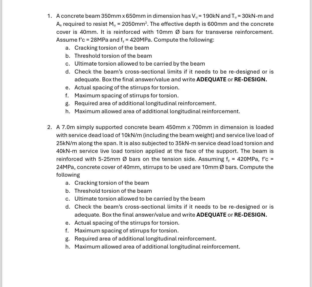 Solved A concrete beam 350mm×650mm ﻿in dimension has | Chegg.com