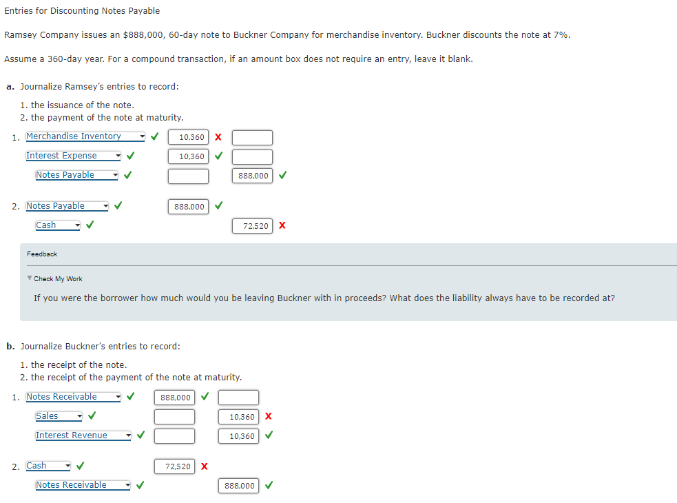 Solved Entries for Discounting Notes Payable Ramsey Company | Chegg.com