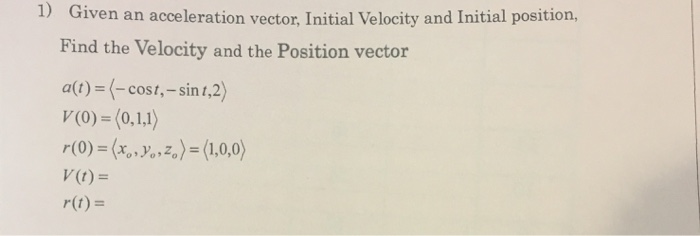 Solved Given an acceleration vector, Initial Velocity and | Chegg.com