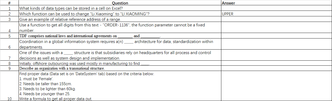 Solved # Answer 1 2 3 UPPER 4 5 6 Question What kinds of | Chegg.com