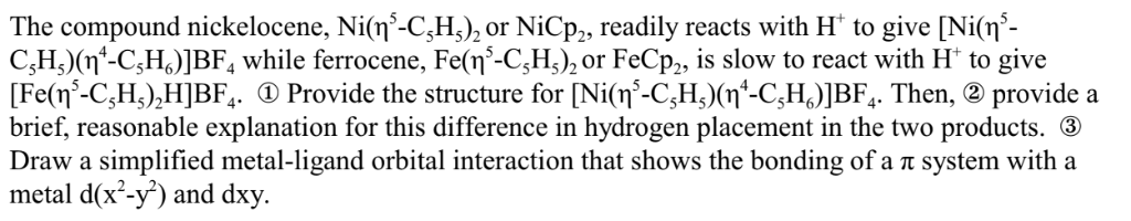 Solved The compound nickelocene, Ni(n -C,H), or NiCp2, | Chegg.com