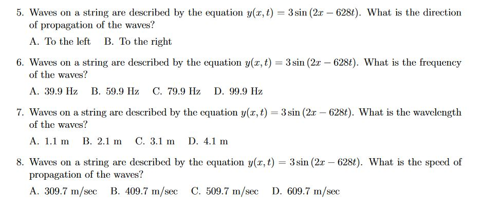Solved 5. Waves on a string are described by the equation | Chegg.com