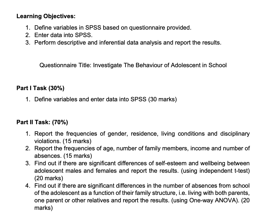 Solved Learning Objectives: 1. Define variables in SPSS | Chegg.com