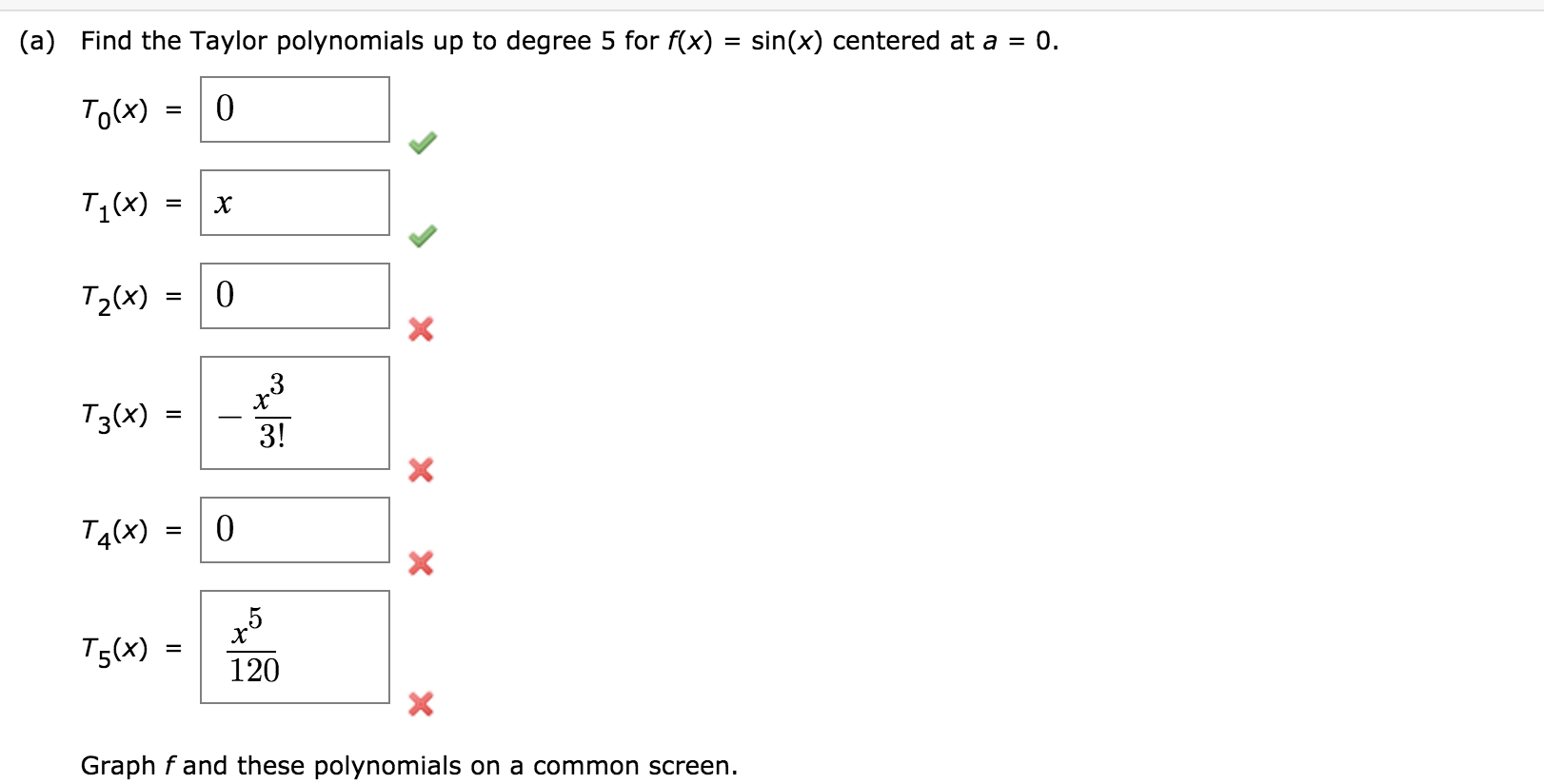 Solved (a) Find the Taylor polynomials up to degree 5 for | Chegg.com