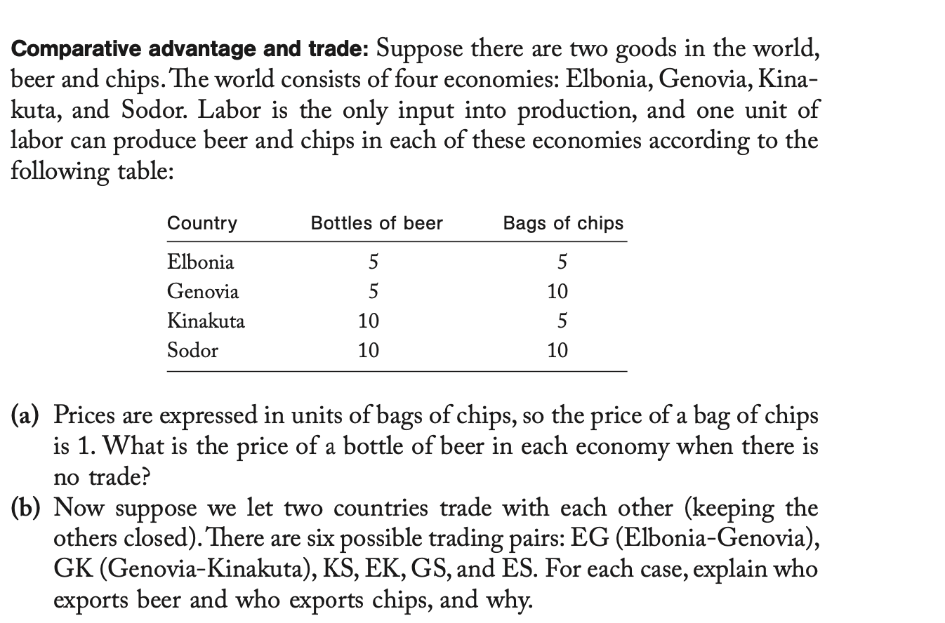 Solved Comparative advantage and trade: Suppose there are | Chegg.com