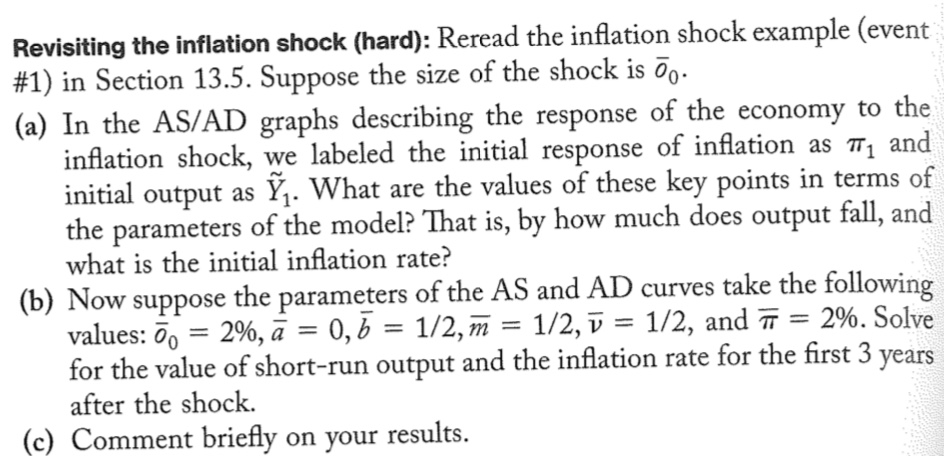 Revisiting the inflation shock (hard): Reread the | Chegg.com
