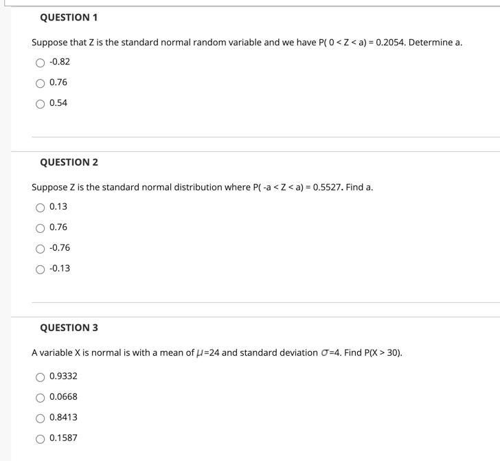 Solved QUESTION 1 Suppose that Z is the standard normal | Chegg.com