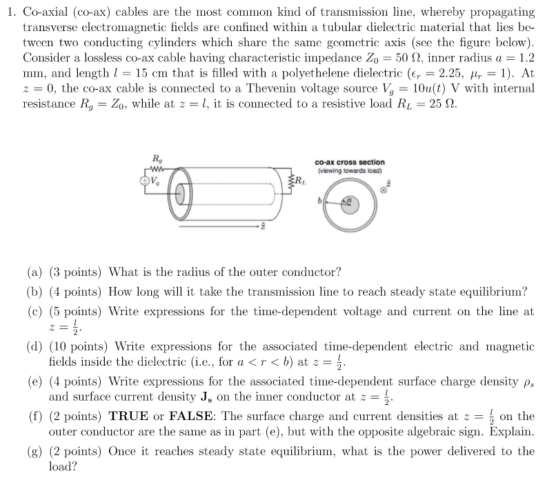 a 1. Co-axial (co-ax) cables are the most common kind | Chegg.com