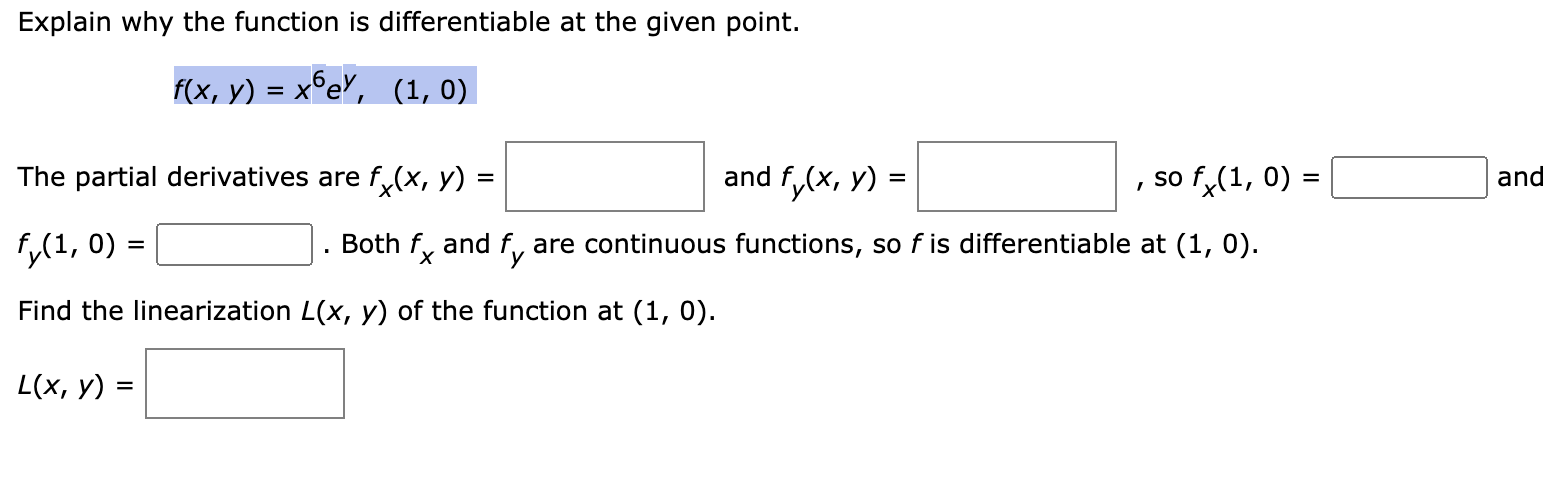 Solved Explain why the function is differentiable at the | Chegg.com