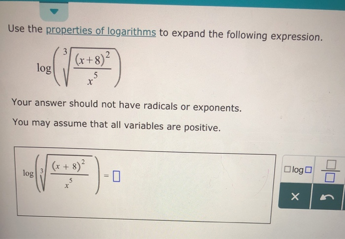 Solved Use the properties of logarithms to expand the | Chegg.com