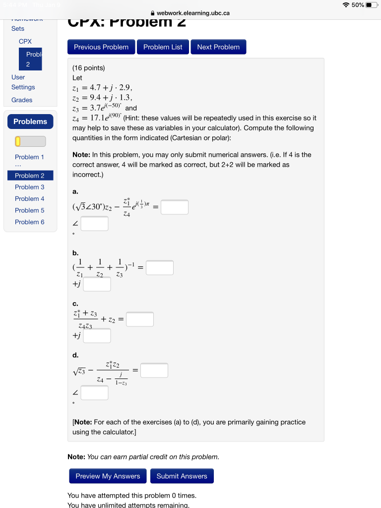Solved 50%O webwork.elearning.ubc.ca CᏢ PopienᏃ Sets CPX | Chegg.com