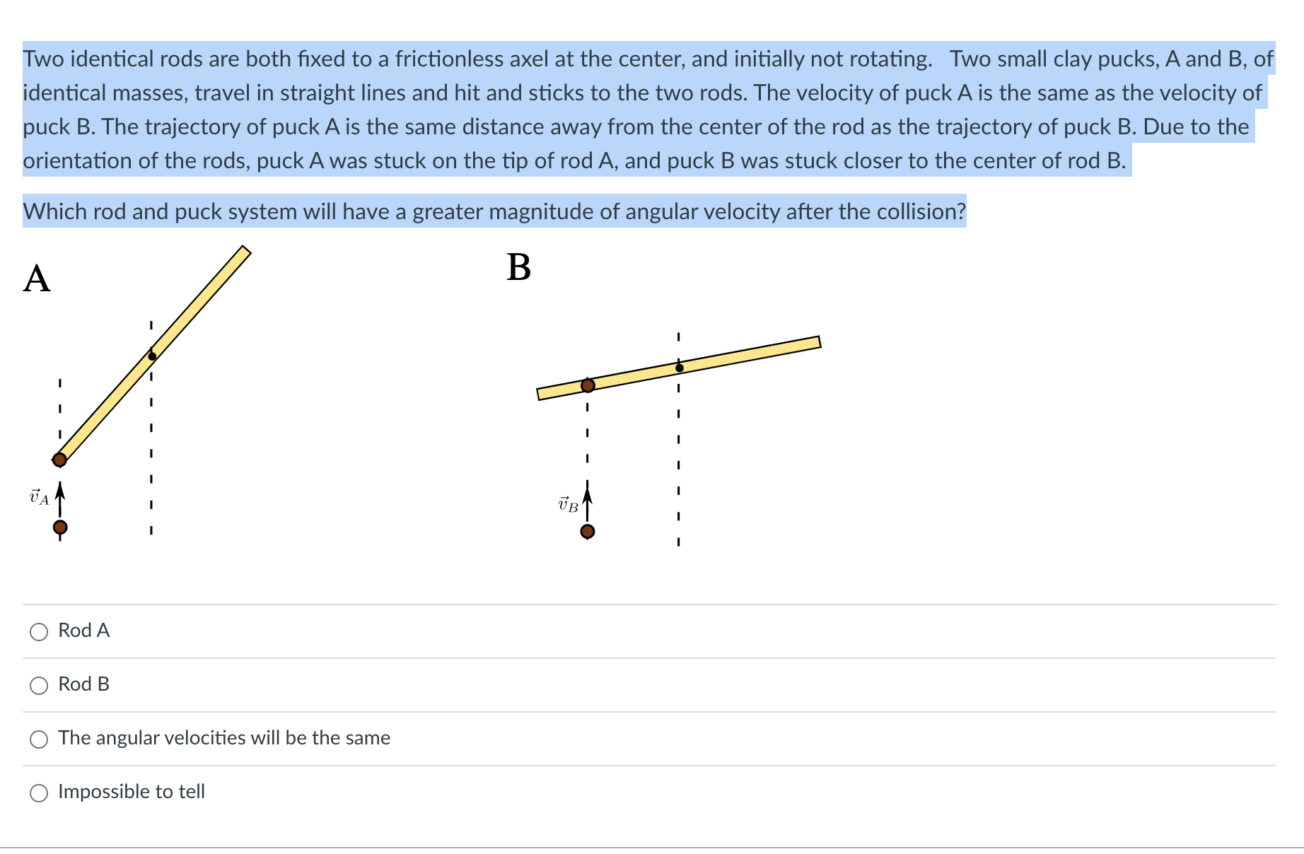 Solved Two identical rods are both fixed to a frictionless | Chegg.com