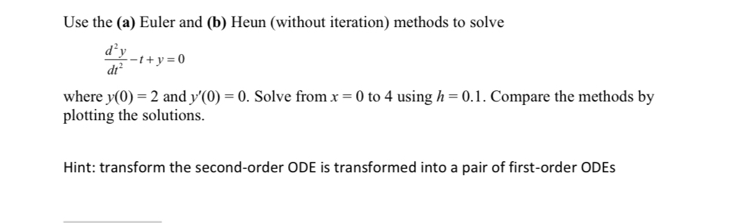 Solved Use the (a) ﻿Euler and (b) ﻿Heun (without iteration) | Chegg.com