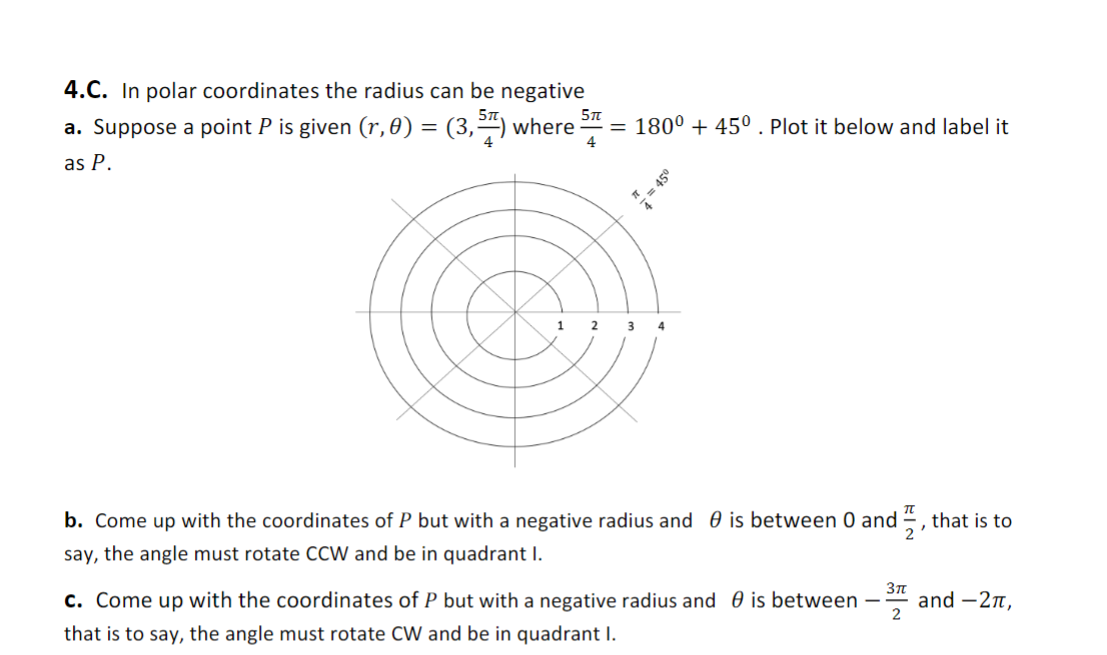 Solved 4.C. In polar coordinates the radius can be negative | Chegg.com