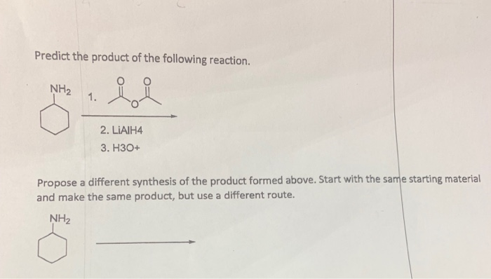 Solved Predict the product of the following reaction. NH2 1. | Chegg.com