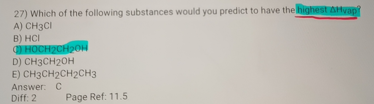 Solved 27) Which of the following substances would you | Chegg.com