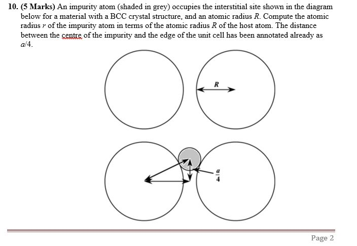 Solved 10. (5 Marks) An impurity atom (shaded in grey) | Chegg.com