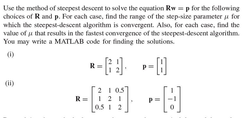 Solved Use the method of steepest descent to solve the | Chegg.com