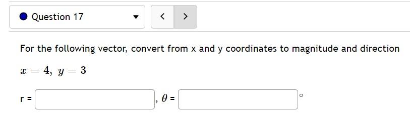 Solved For the following vector, convert from x and y | Chegg.com