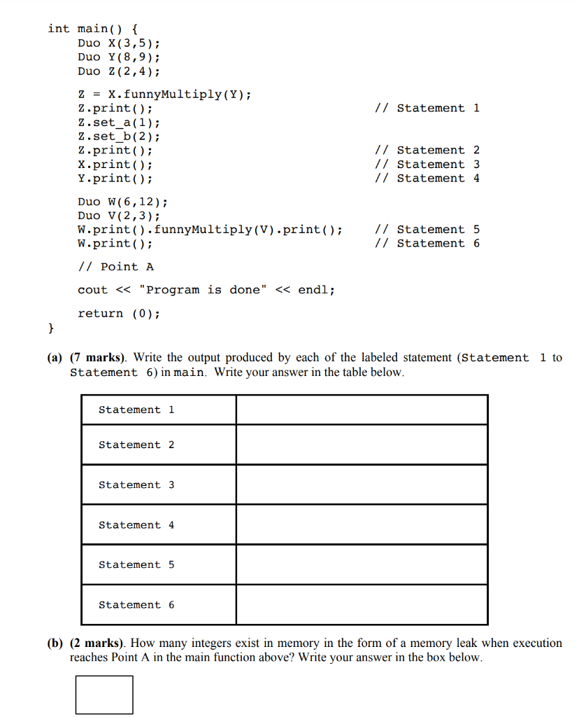 Solved Question 5. (9 marks). Objects with Pointers. | Chegg.com