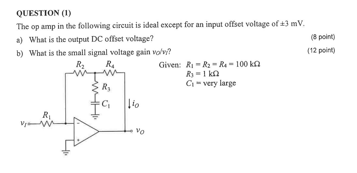 Solved QUESTION (1) The op amp in the following circuit is | Chegg.com