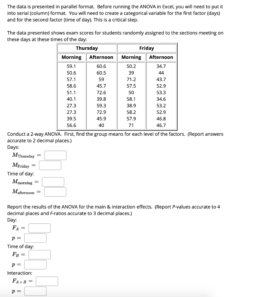 Solved The data is presented in parallel format. Before | Chegg.com