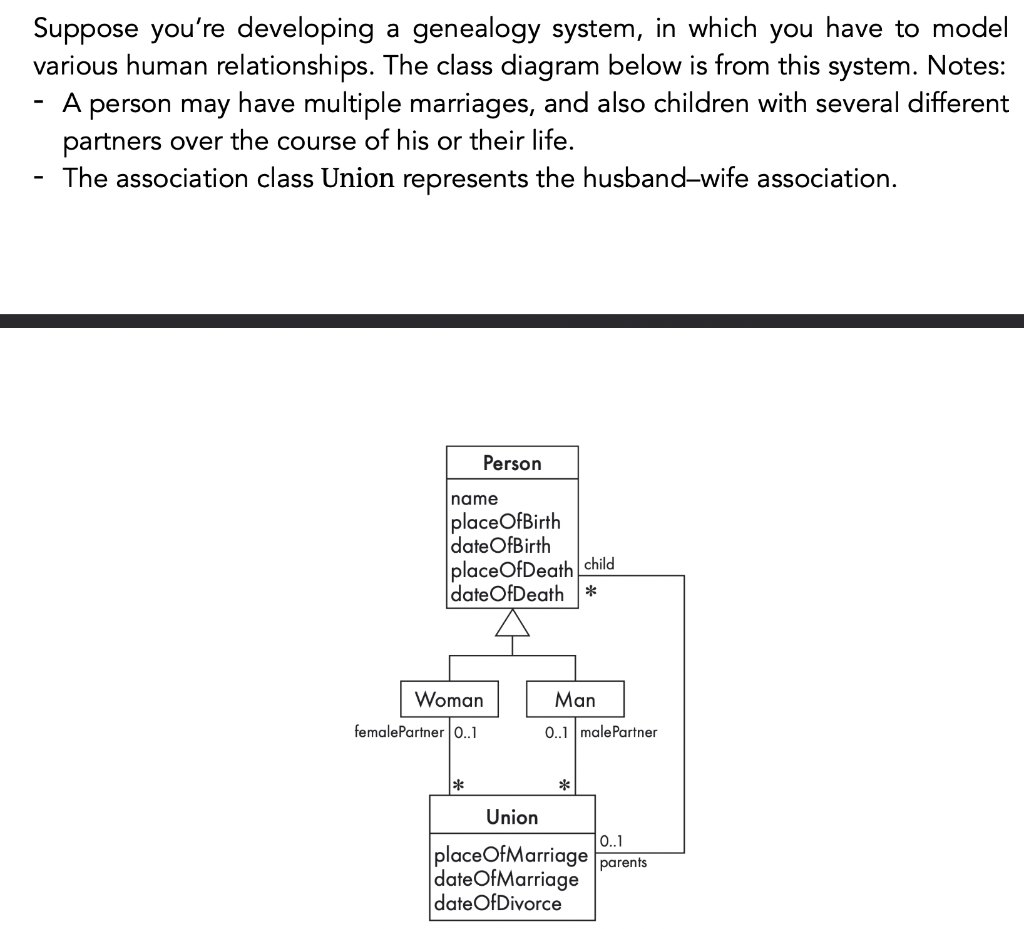 Solved Suppose you're developing a genealogy system, in | Chegg.com