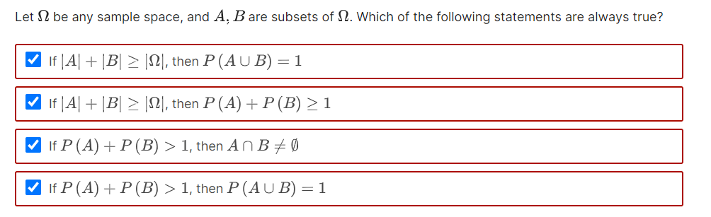 Solved Let 2 be any sample space, and A, B are subsets of N. | Chegg.com