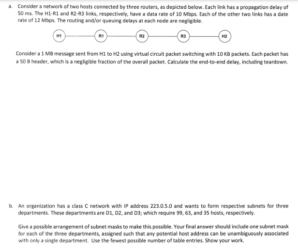 Solved a. ﻿Consider a network of two hosts connected by | Chegg.com